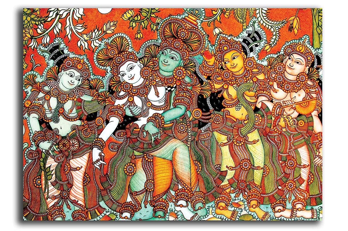 Buy PIXELARTZ Canvas Painting - Sita - Rama Kerala Mural Art - Without ...