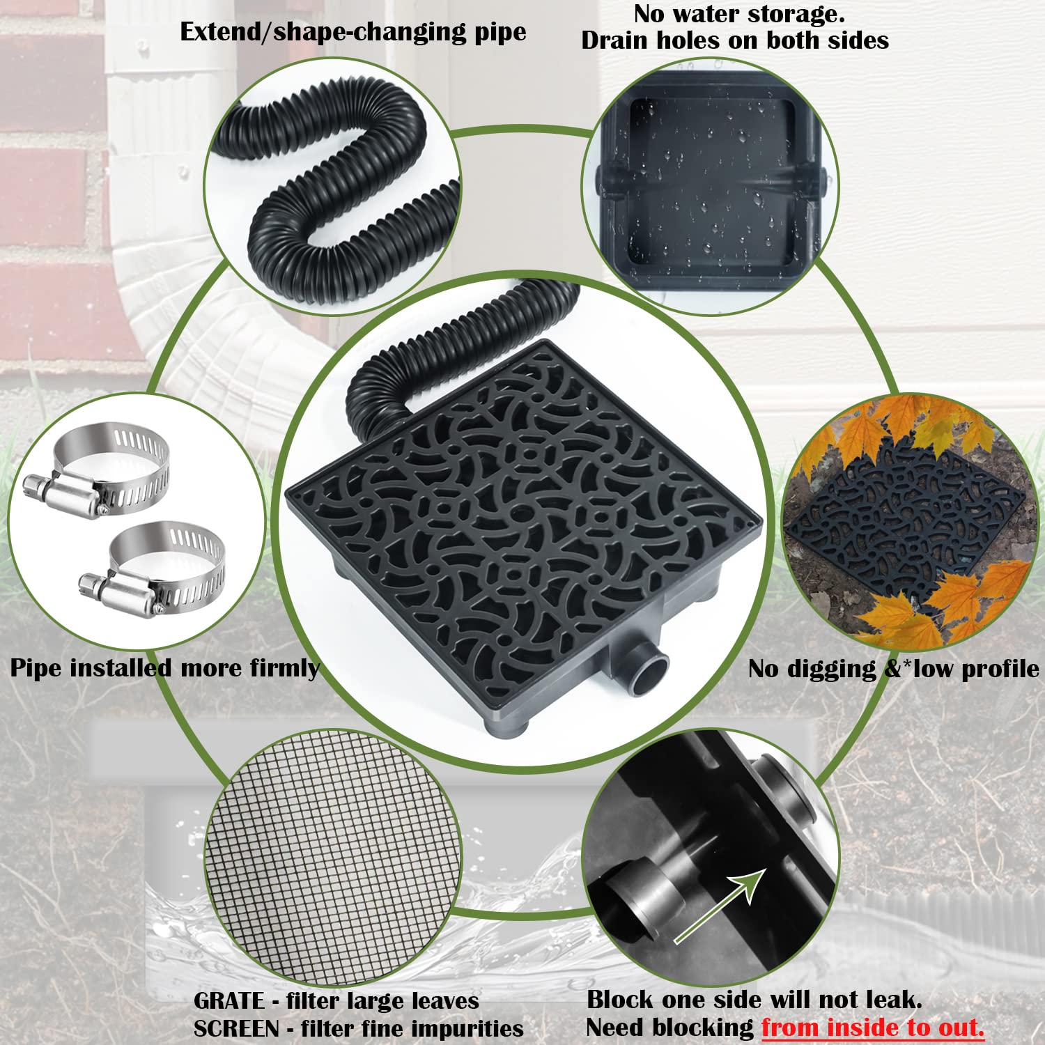 Flexible Garden Hose NAACOO Gutter Downspout Extension Kit - 12x12in ...