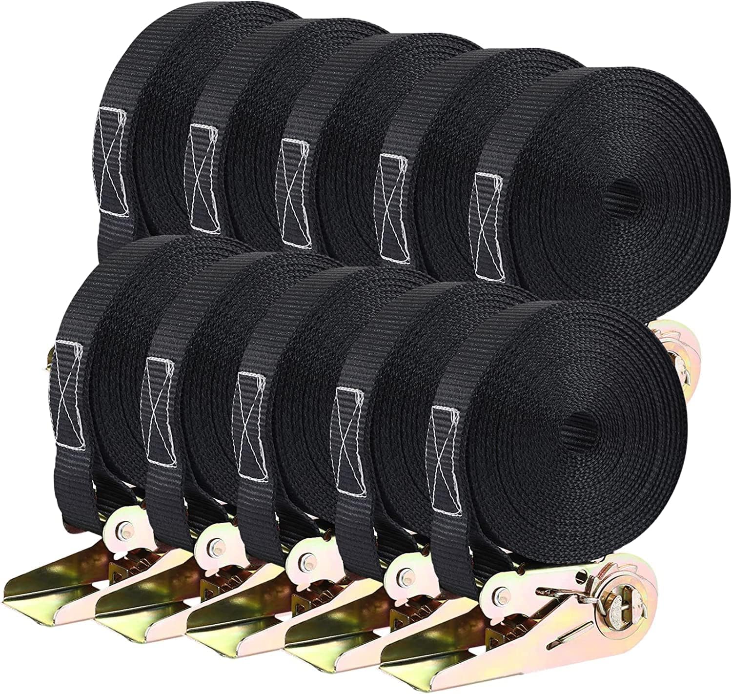 10 Pack Lashing Ratchet Tie Down Tensioning Belts, 6m Long 25mm ...