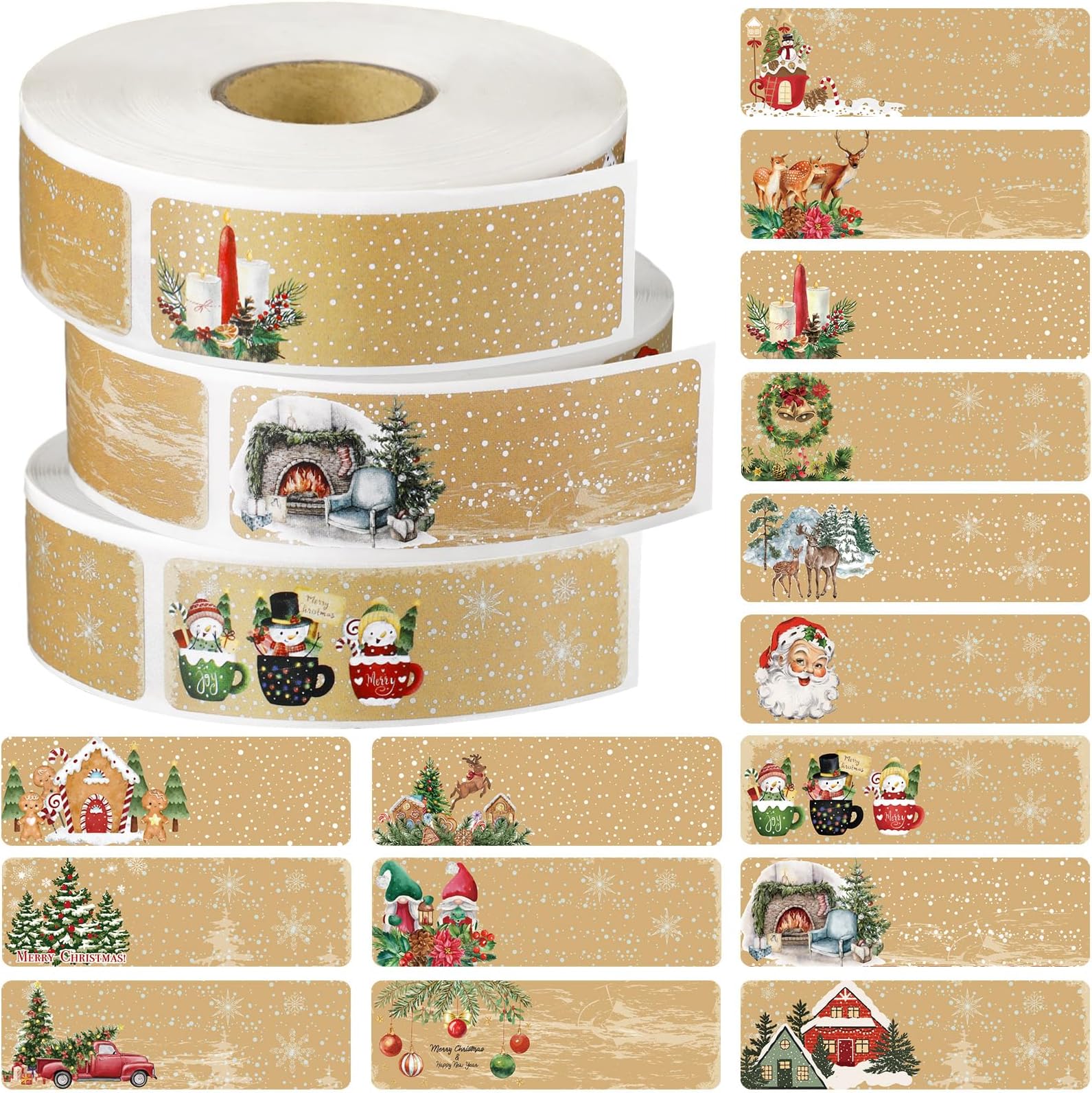 Amazon.com : Zhanmai 1500 Pcs Vintage Christmas Return Address Labels ...