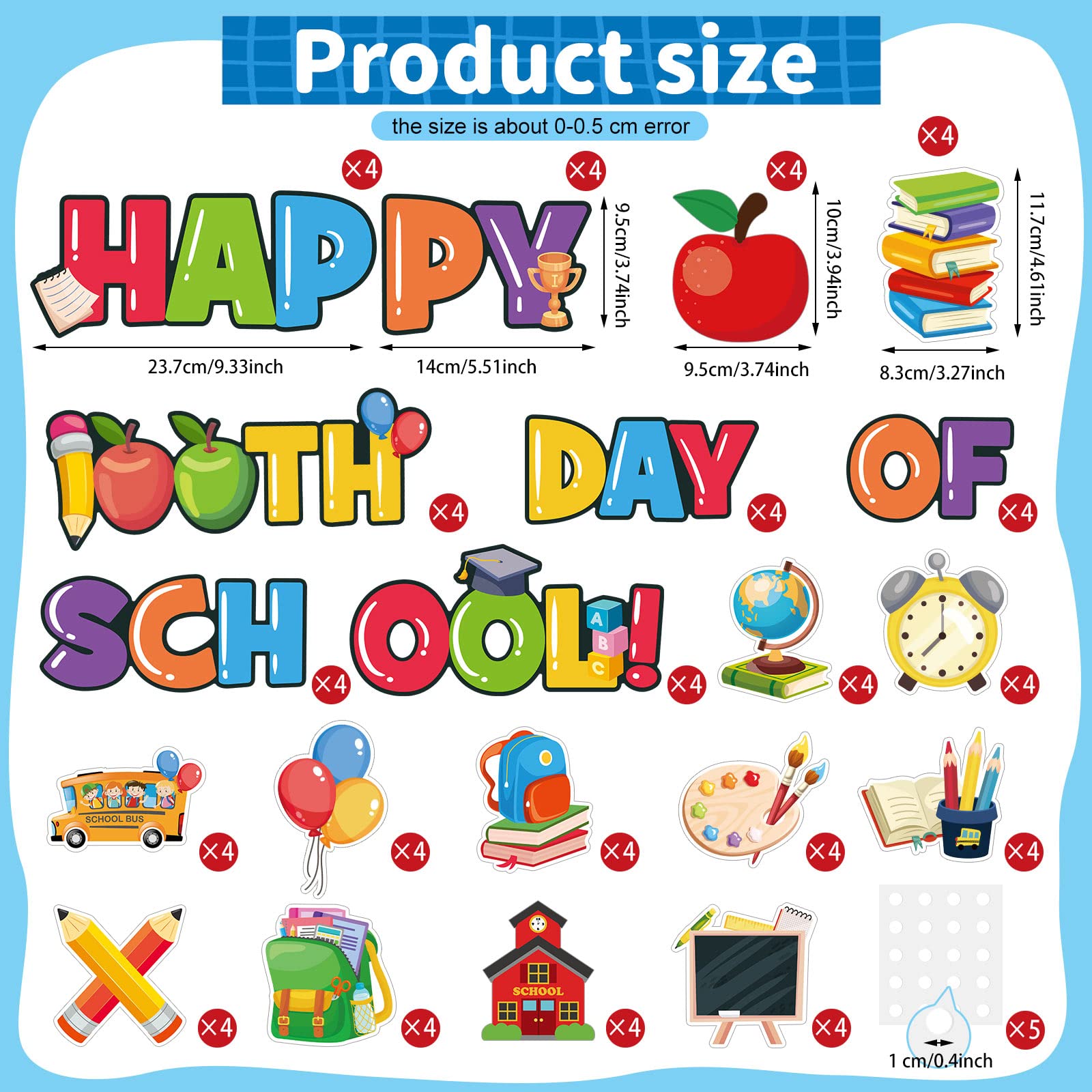 Snapklik.com : 68 Pcs 100th Days Of School Classroom Bulletin Border ...