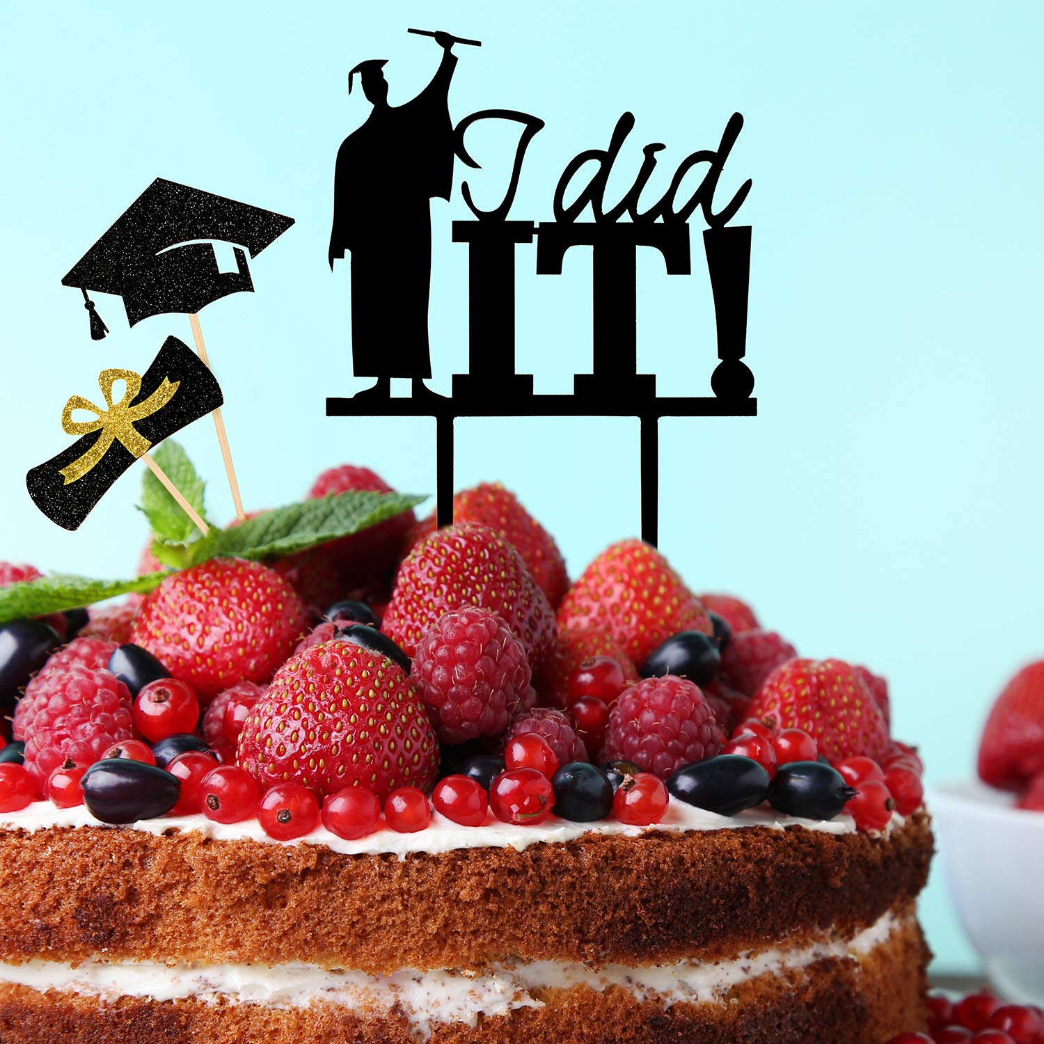 Whaline 51 Pack Graduation Cake Toppers,Grad Cupcake Topper, Diploma ...