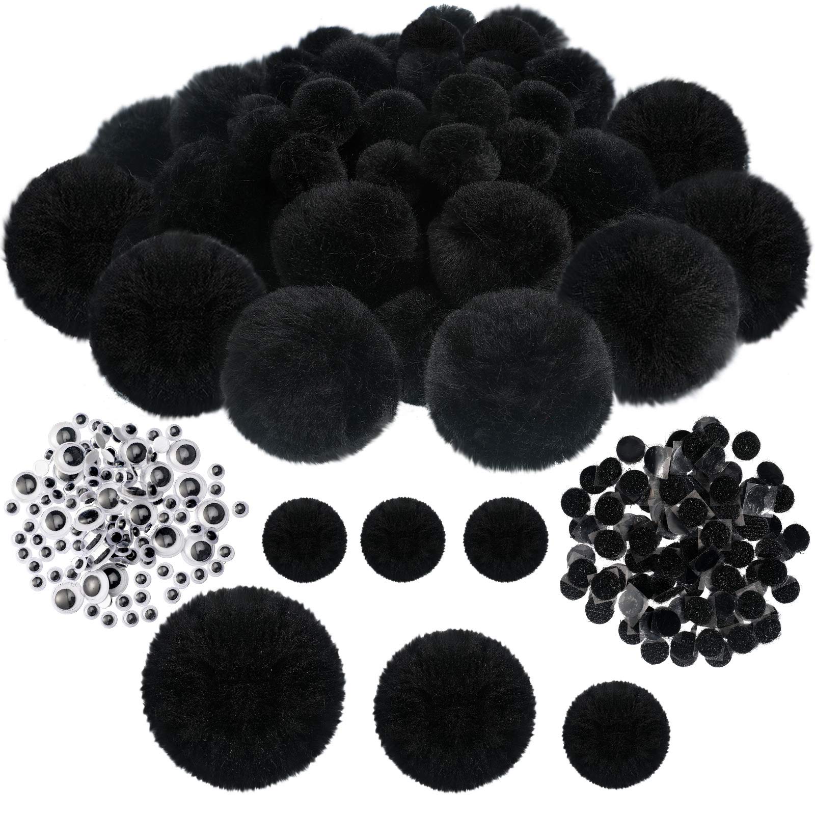 60 Pieces Christmas Crafts Pom Poms Black Fuzzy Pom Arts | Desertcart ...
