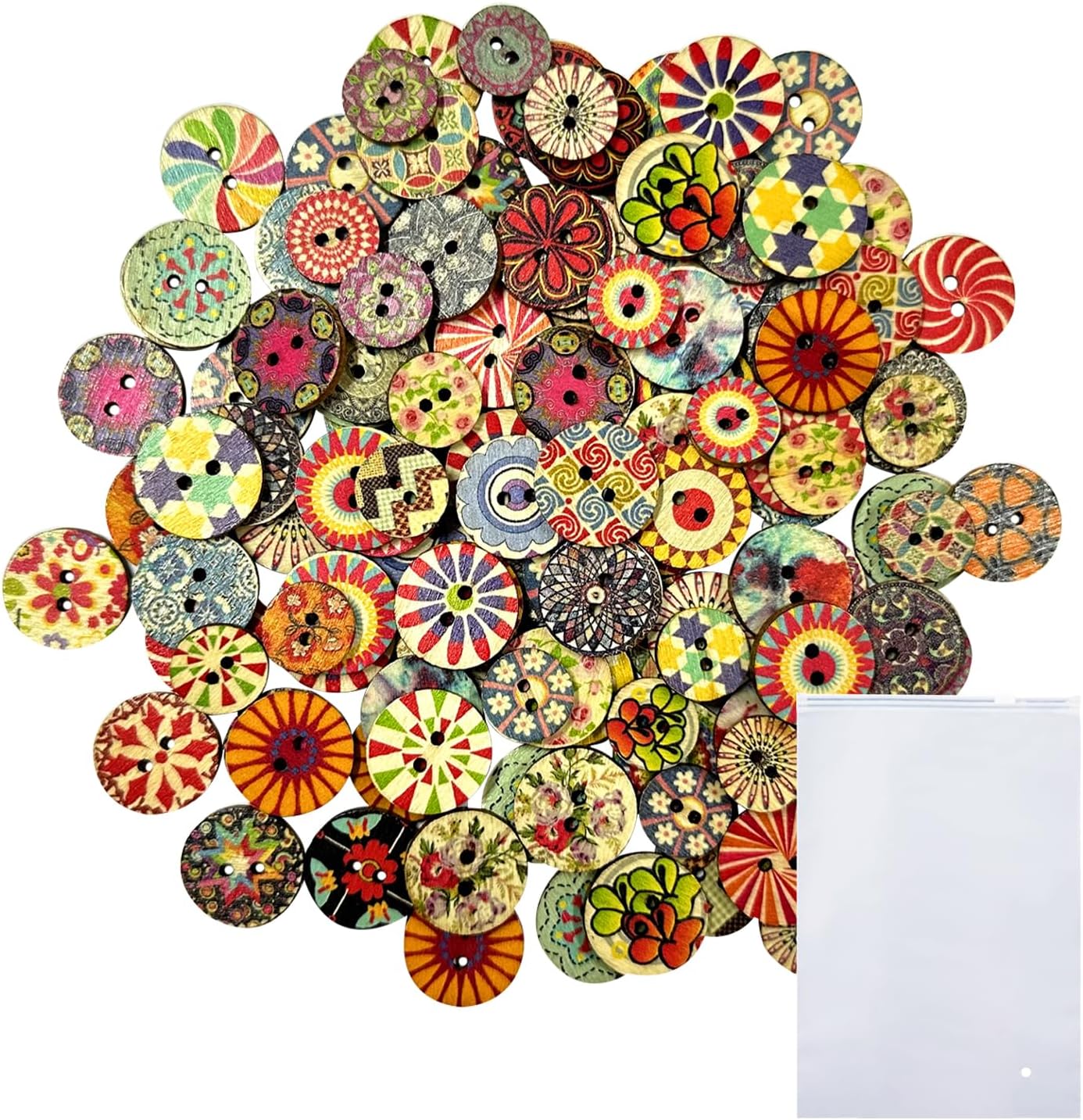 LANSKYLAN 300 Pcs Bouton Couture en Bois Boutons Mercerie Ronde 2 Trous ...