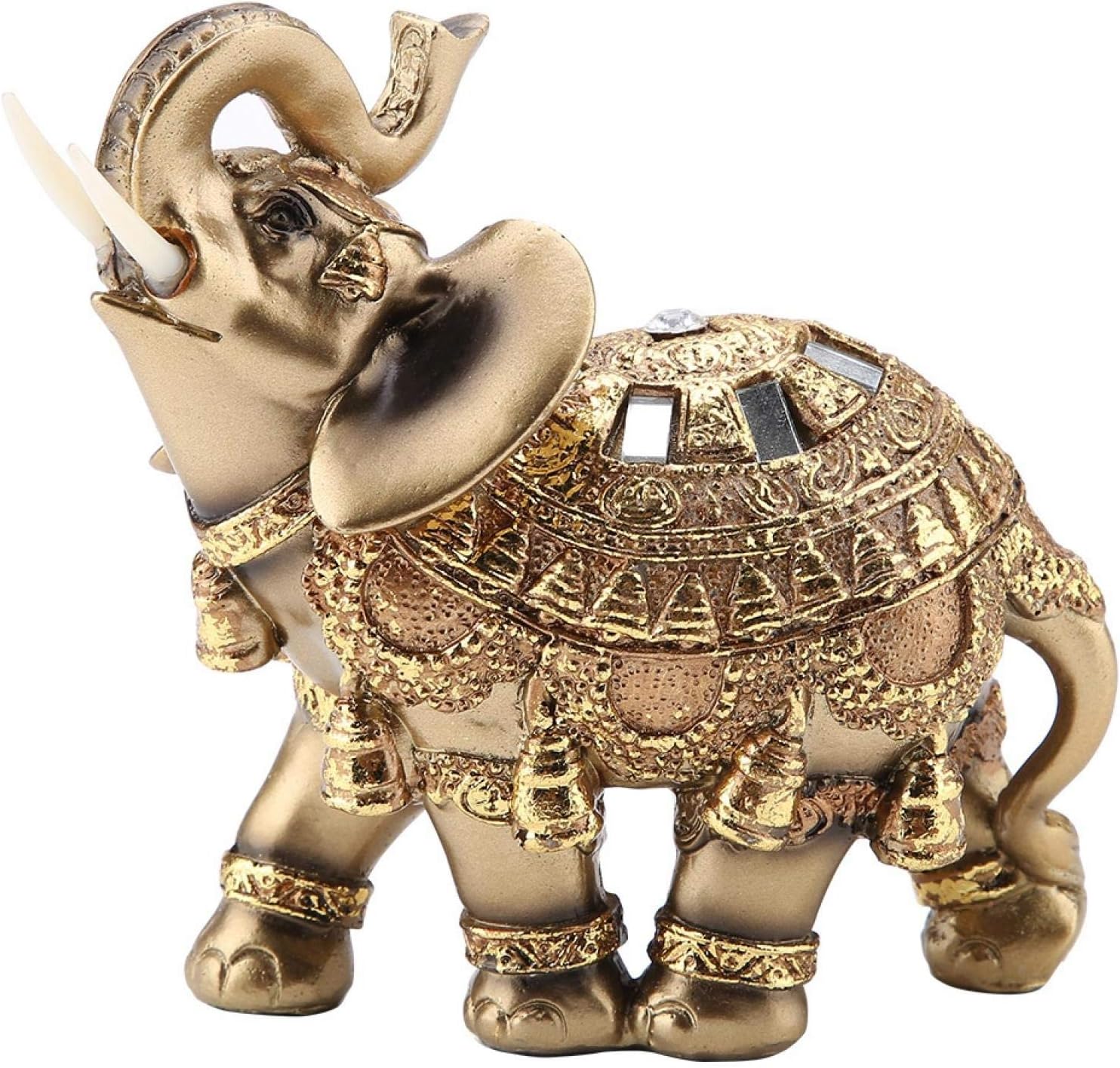 Amazon.com: Lucky Feng Shui Golden Elephant Statue Sculpture,Wealth ...