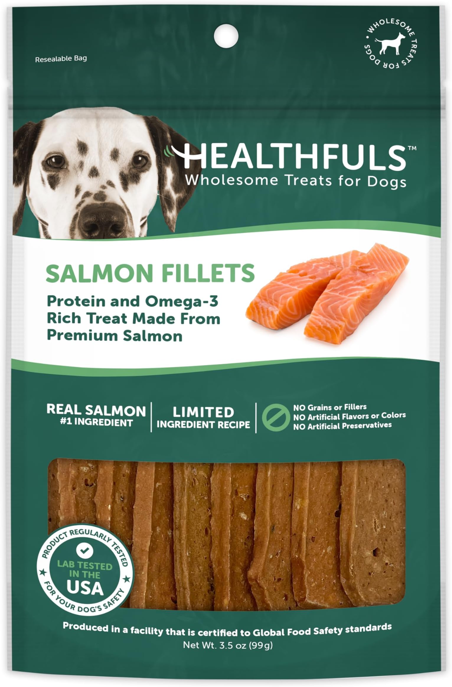 Amazon.com : Snack 21 Salmon Fillet for Large Dogs , 2.3-oz resealable ...