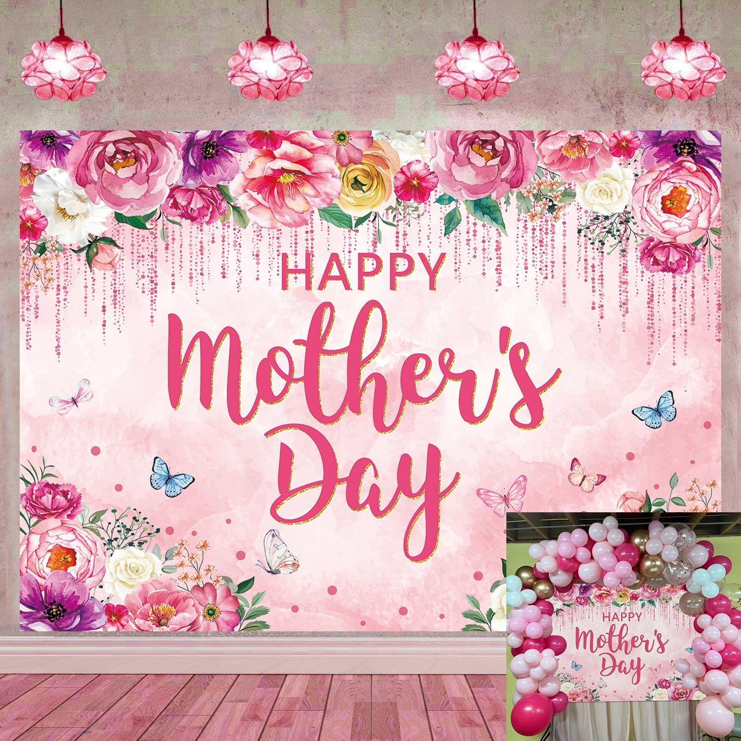 Amazon.com : Happy Mother's Day Backdrop I Love Mom Photography ...