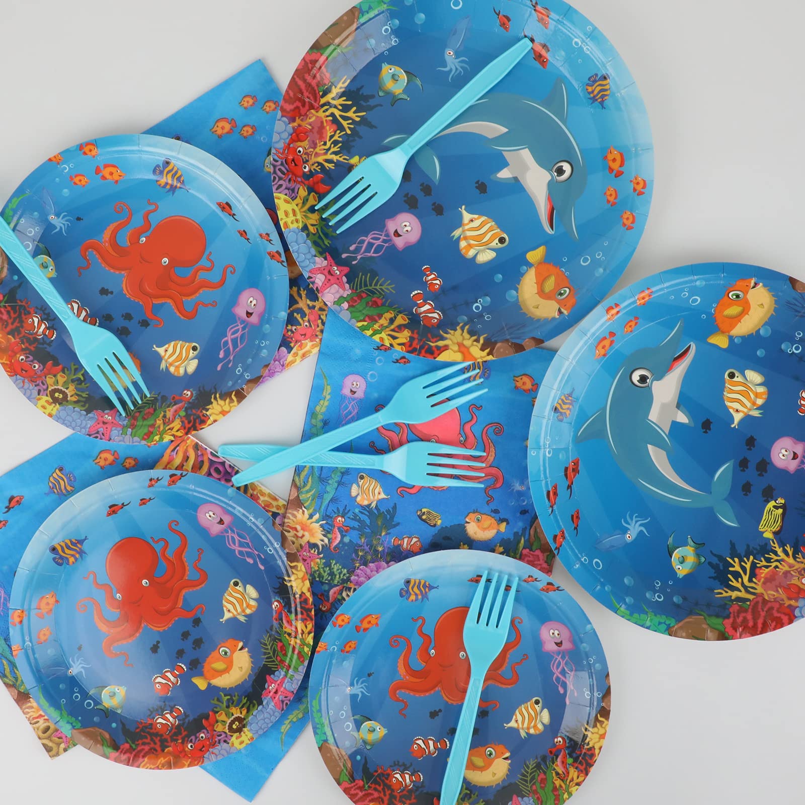Snapklik.com : 96 Pcs Ocean Under The Sea Plates And Napkins Party ...