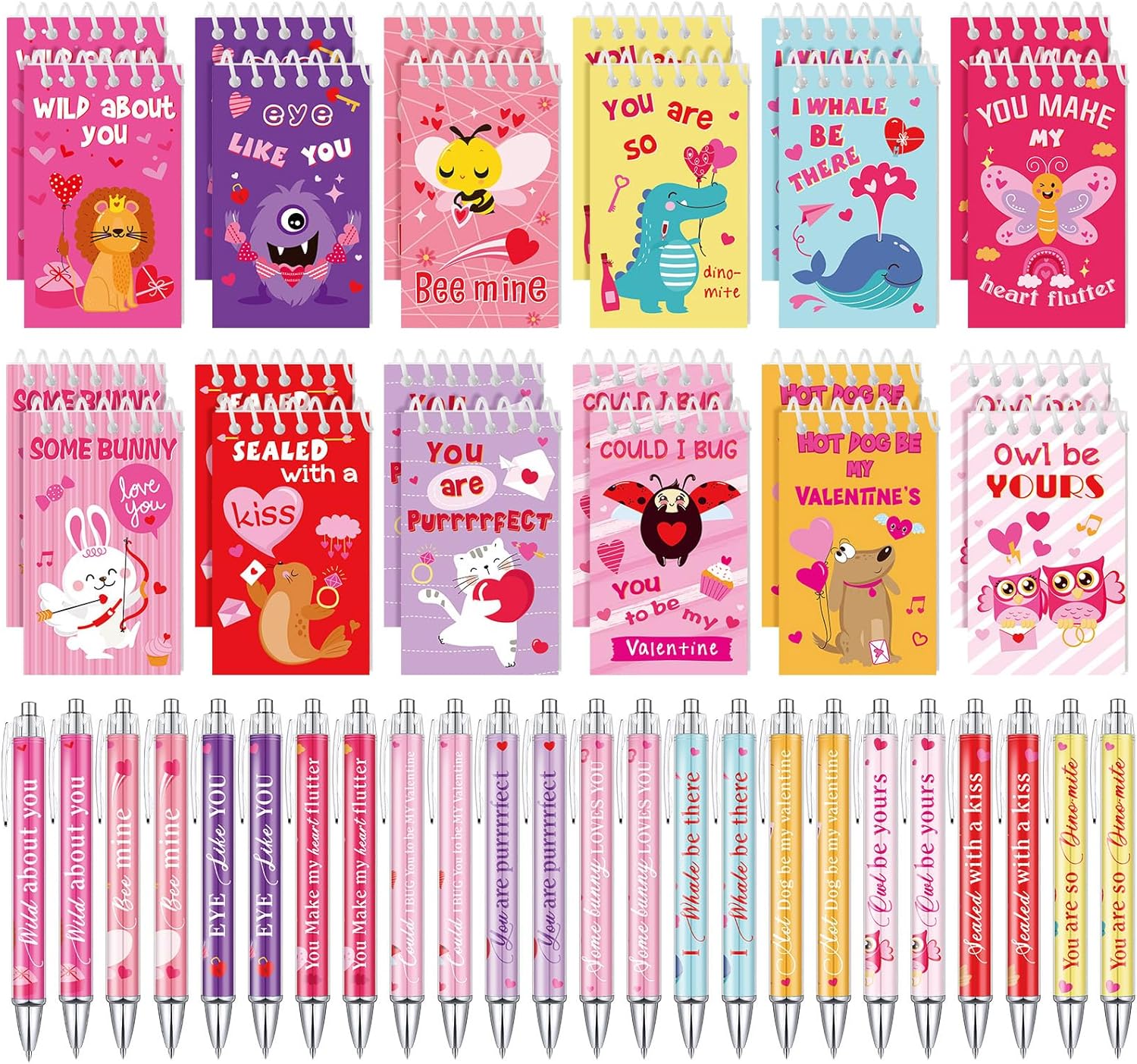 Amazon.com : Chivertion 48 Pcs Valentine's Day Pens and Mini Notepads ...