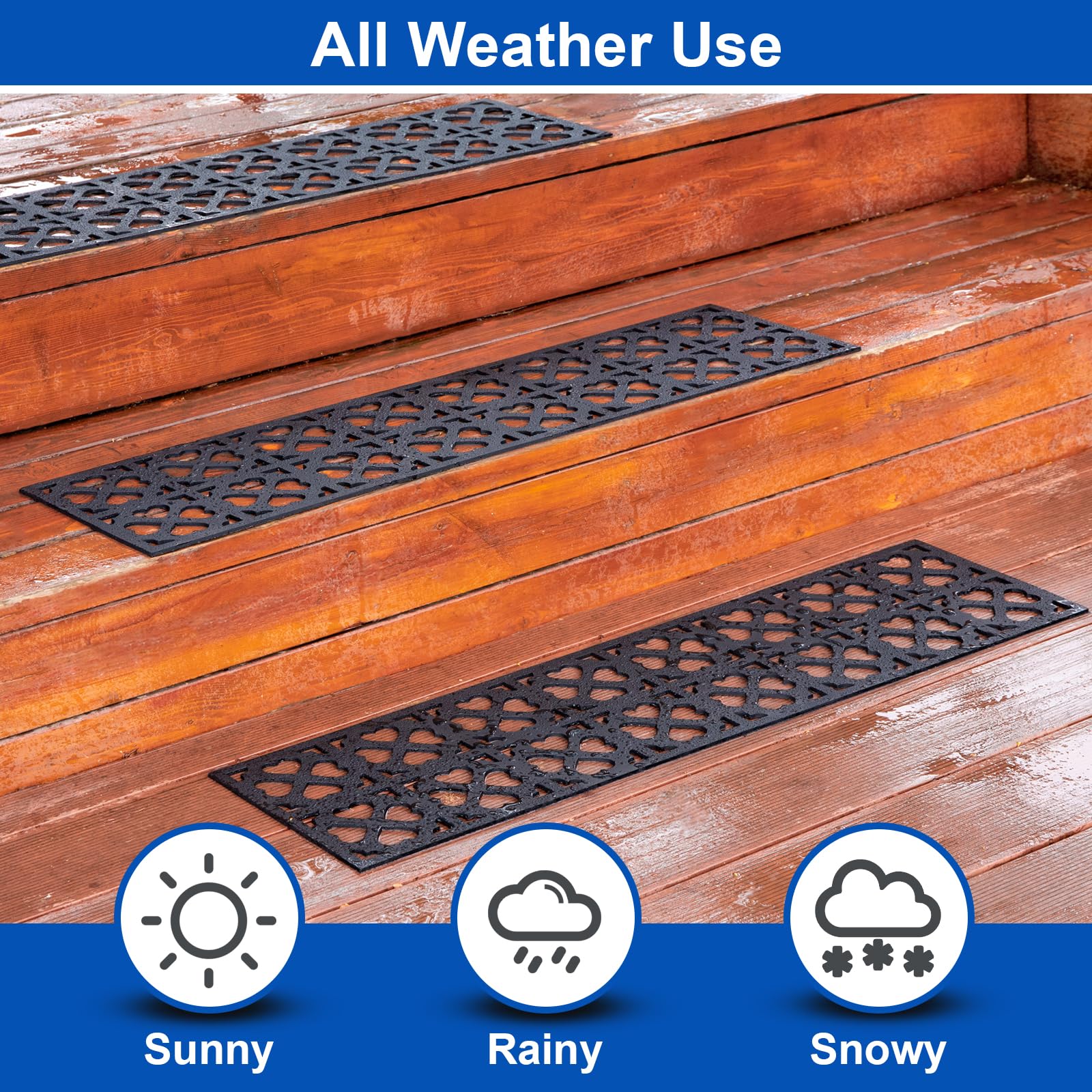 Snapklik.com : Rubber Stair Treads 6PCS, 35 X 10 Rubber Outdoor Stair ...