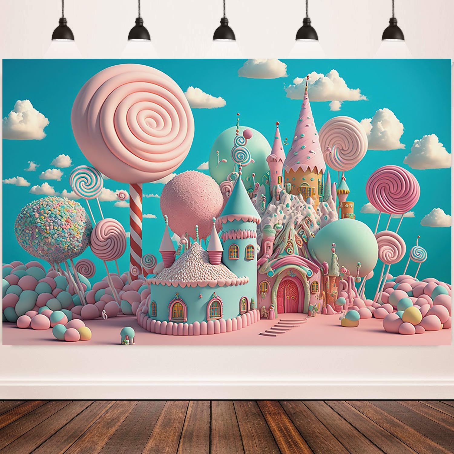 Amazon.com : 10x8ft Candyland Backdrop Fantasy Pink Sweet Candy Castle ...