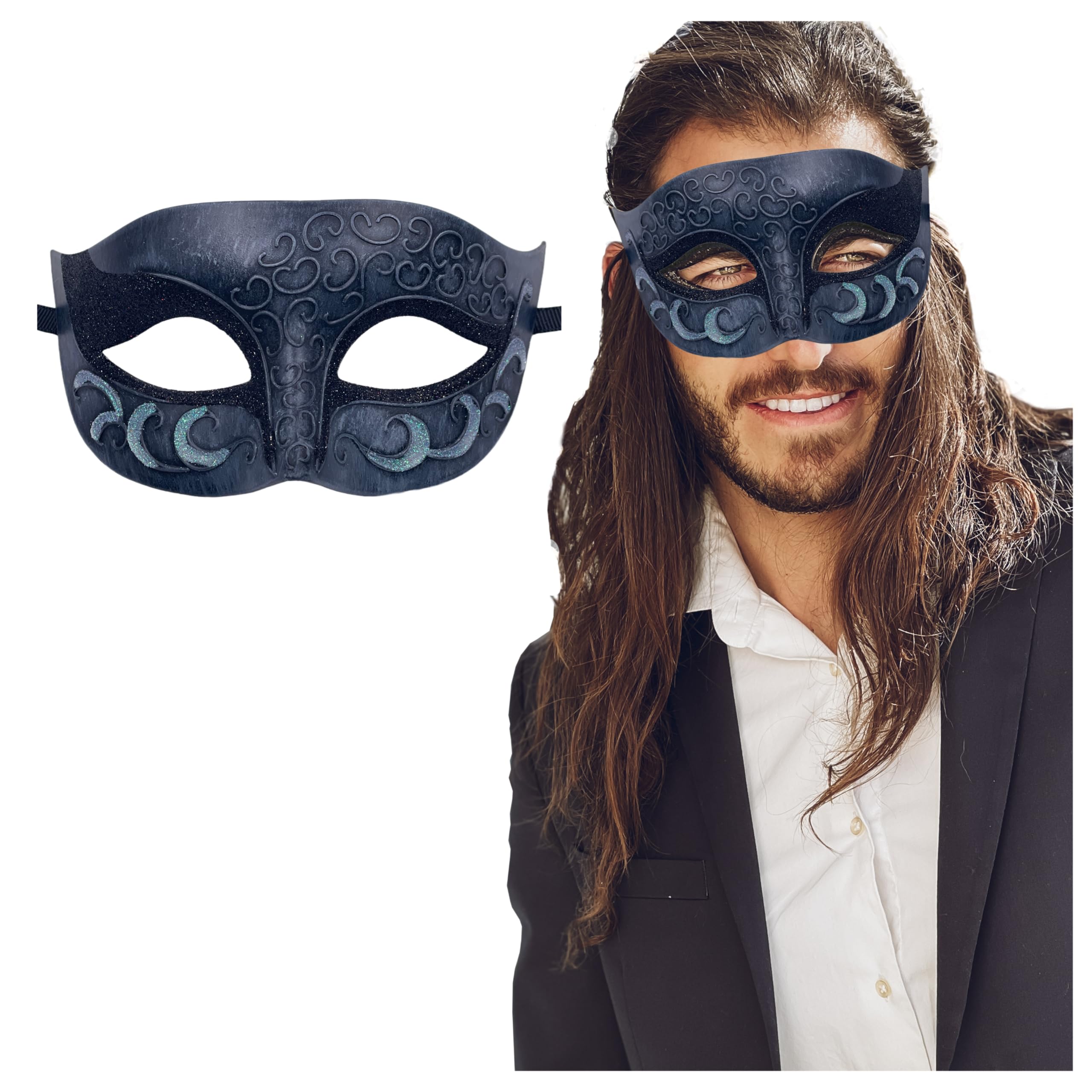 Amazon.com: Masquerade Mask for Men - Antique Venetian Style Mask for ...