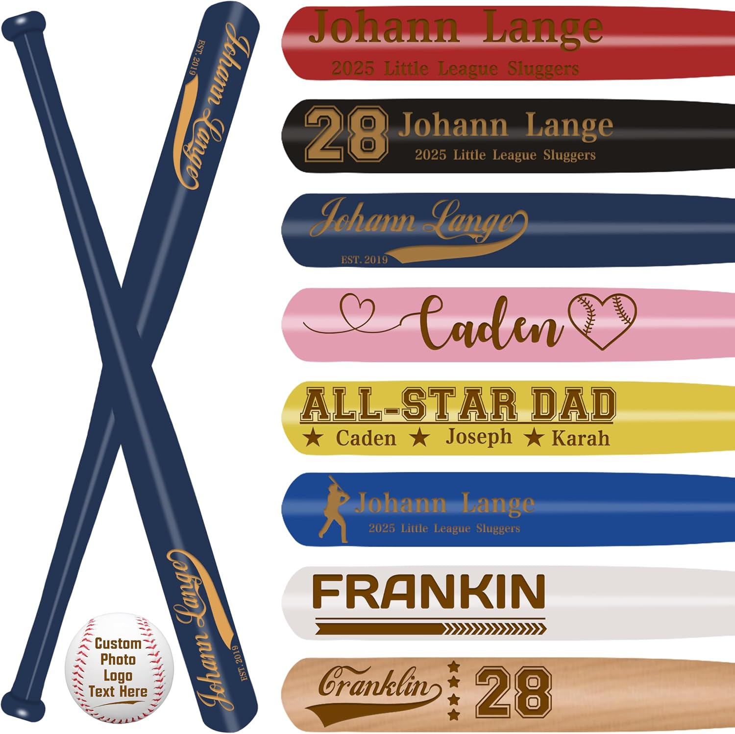 Amazon.com : Personalized Mini Baseball Bat 18″Custom Wooden Bat ...