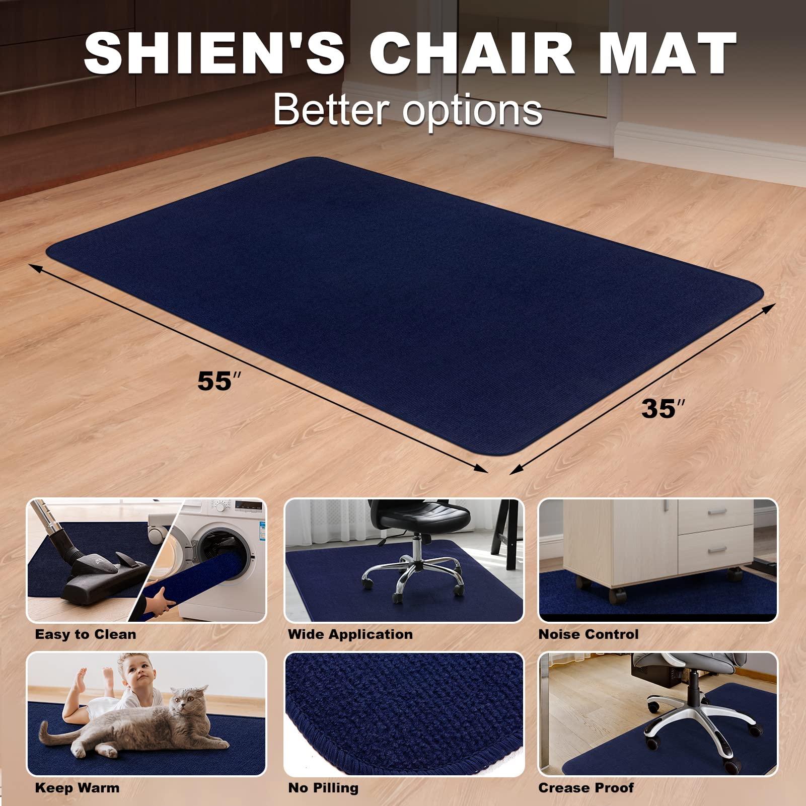 Snapklik.com : Edging Office Chair Mat For Hardwood & Title Floor, 55 ...