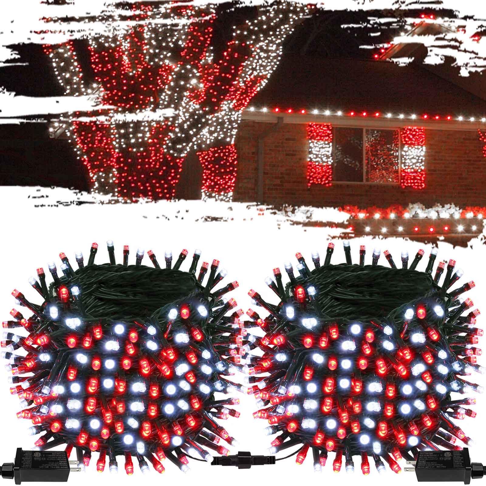 Connectable Red And White Christmas String Lights, 2Pack 164FT 400LED ...