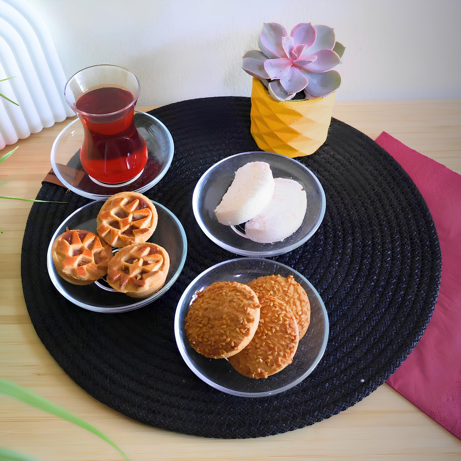 Snapklik.com : Ums Round Turkish Small Glass Plates Set, 4 Inch