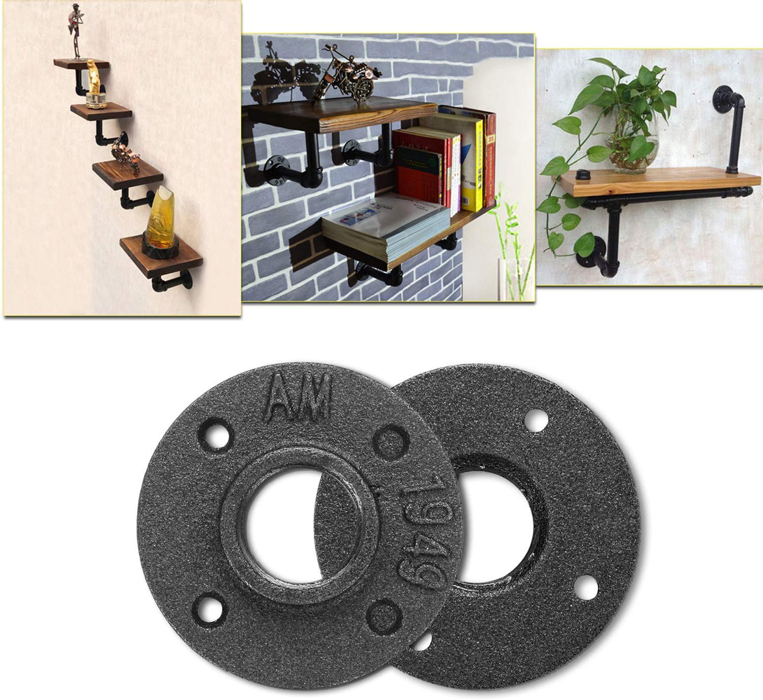 Buy 10 Pack 1 Inch Cast Iron Floor Flange, CBTONE Black Pipe Decor ...