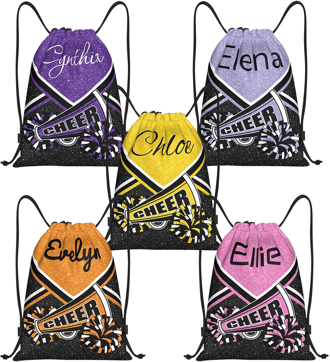 Amazon.com | Personalized Cheer Drawstring Bag Custom Cheerleading Bags ...