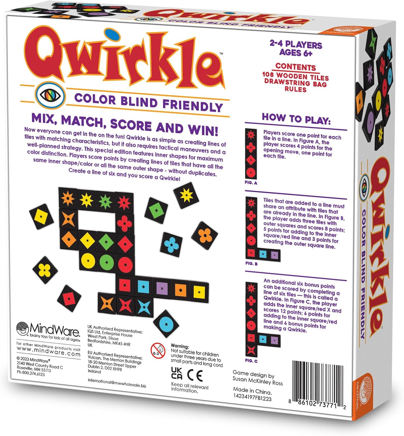 MindWare Qwirkle – Juego familiar para niños y adultos, divertido juego familiar para ...