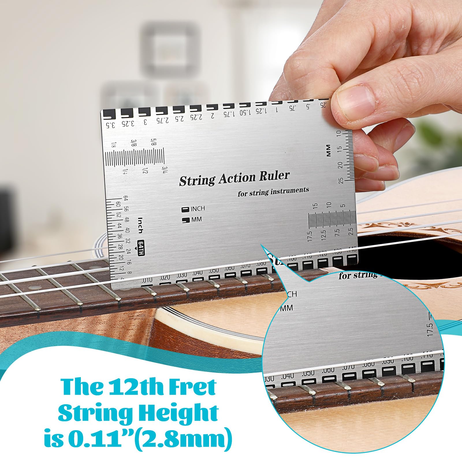 Snapklik.com : String Action Ruler Guitar Setup Ruler Guitar String ...