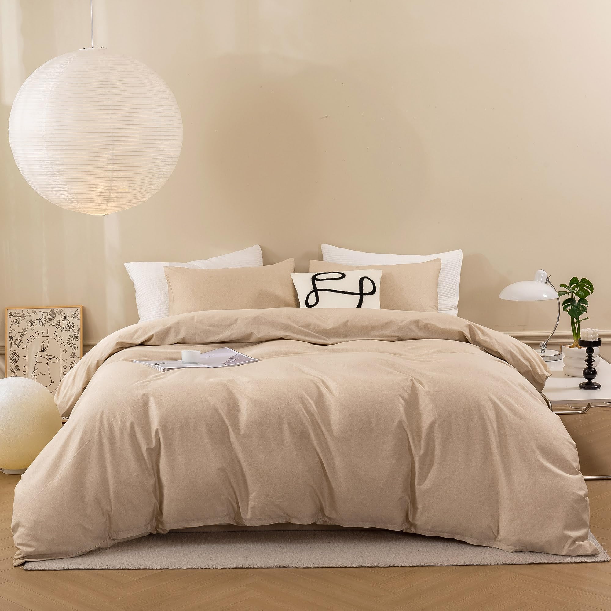 ECOCOTT Khaki Duvet Cover King Size - 100% Washed Cotton Durable Soft ...