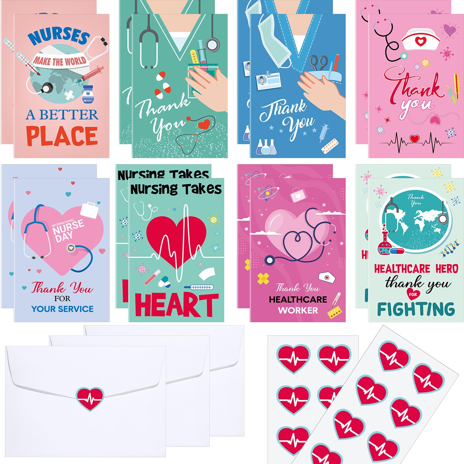 Amazon.com : 240 Sets Nurse Graduation Appreciate Gift Card Bulk Thank ...