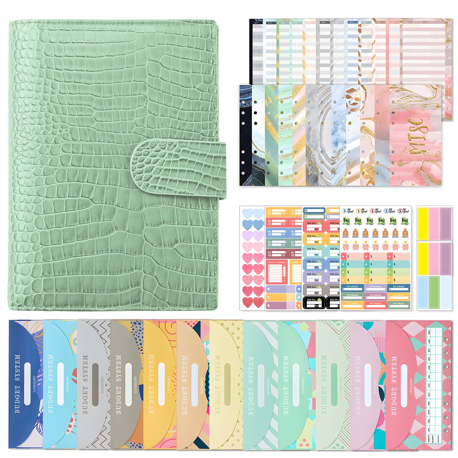 Budget Planner, A6 Money Saving Book with 12 Colorful Cash Envelopes ...