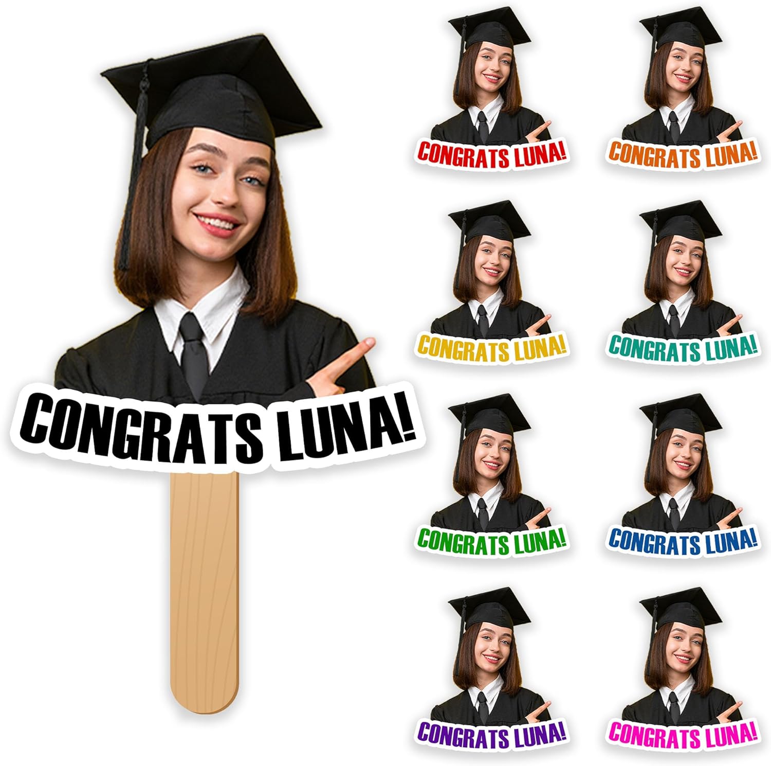 Amazon.com: Custom Fans with Head Photo for Graduation Class of 2024 ...