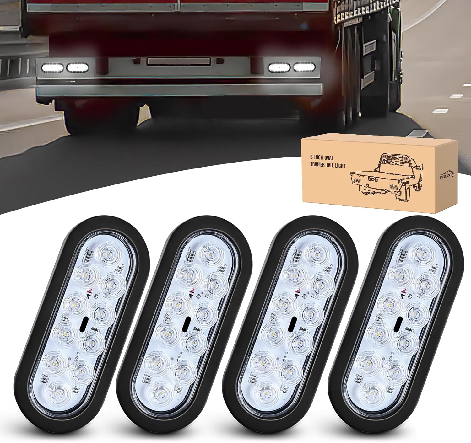 Amazon.com: GOOACC 6Inch Oval Trailer Tail Light 4PCS 10LED White ...