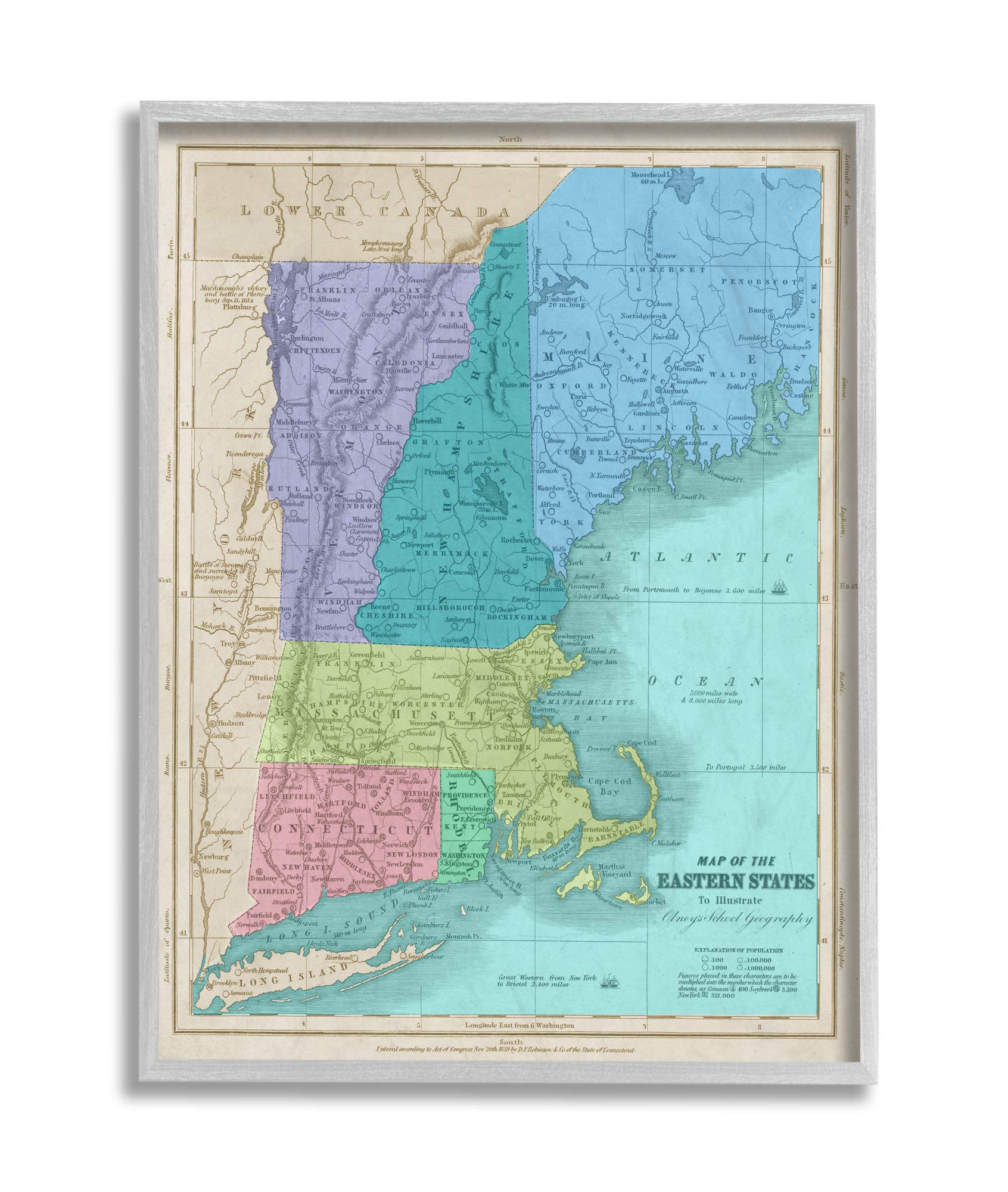 Amazon.com: Stupell Industries Map of Eastern States New England Border ...
