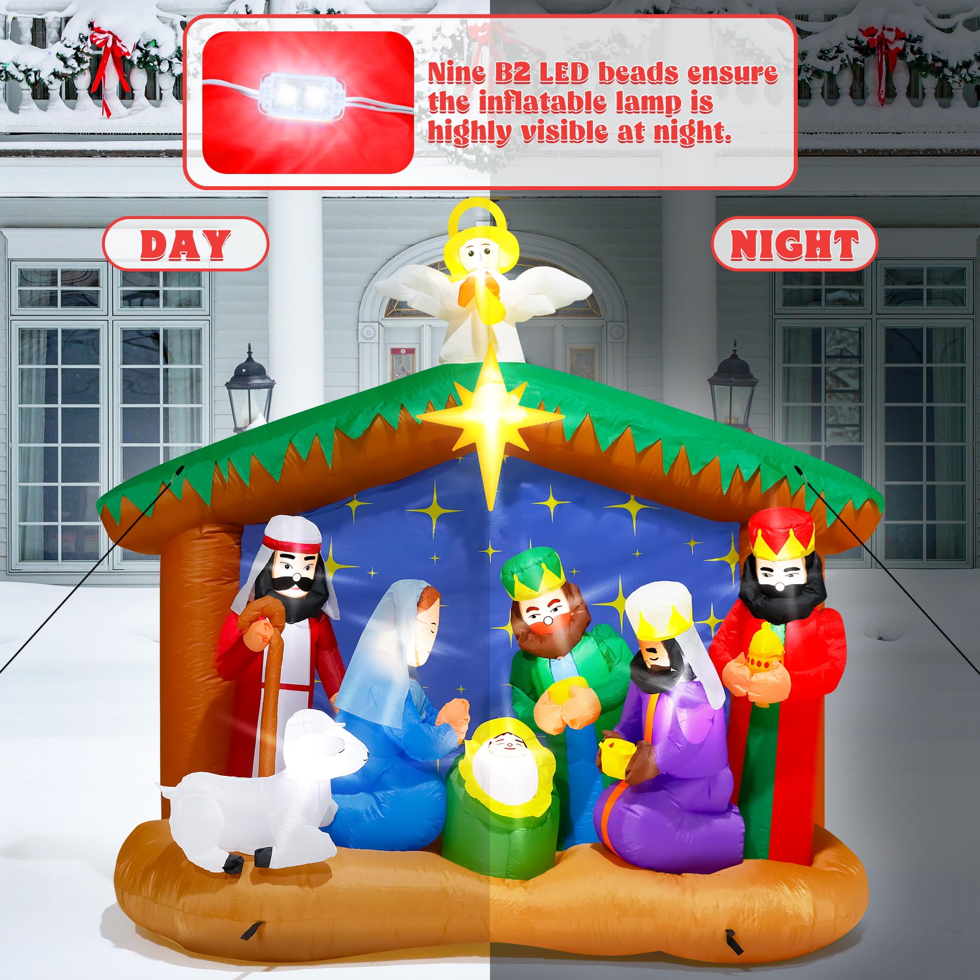Snapklik.com : 8FT Christmas Inflatables Nativity Scene, Blow Up ...