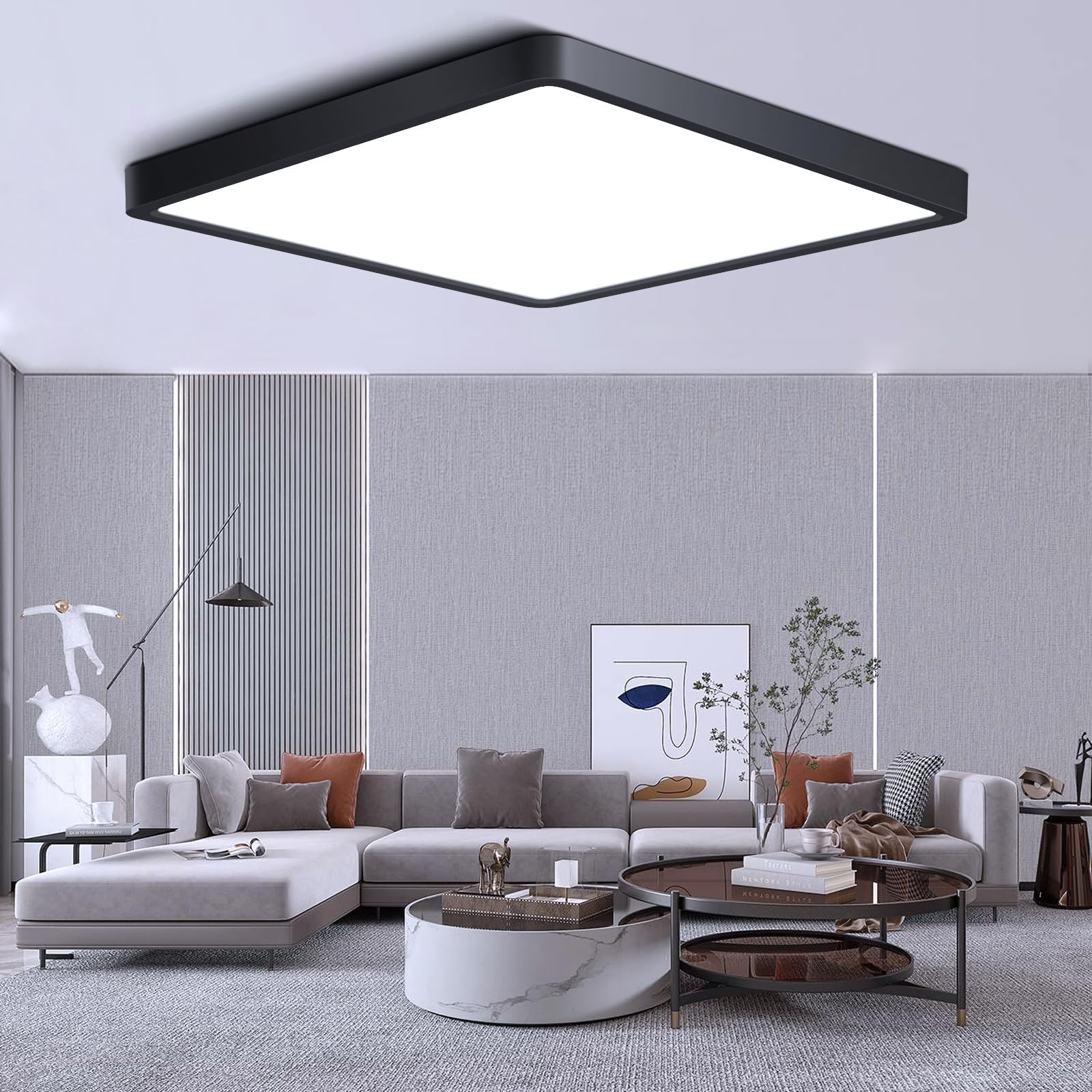 12Inch 24W Square LED Ceiling Light Fixtures Flush Mount, 6000K Cold ...