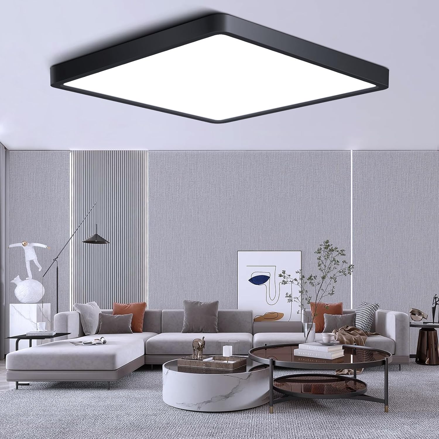 12Inch 24W Square LED Ceiling Light Fixtures Flush Mount, 6000K Cold ...