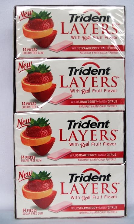 Amazon.com : Trident Layers with Real Fruit Flavor, Wild Strawberry and ...