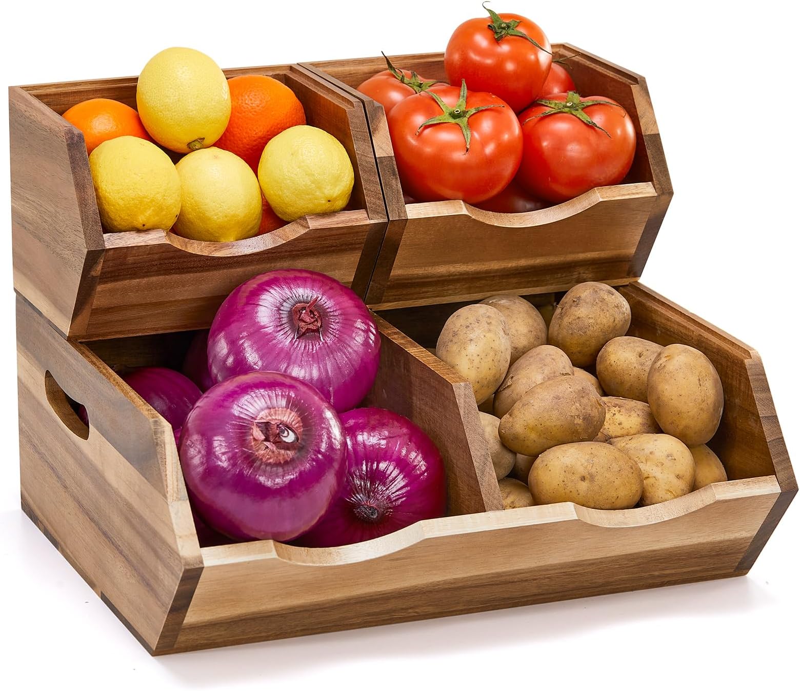 Amazon.com - HOMESTEAD Bamboo Pantry Storage Bins - Stackable Baskets ...