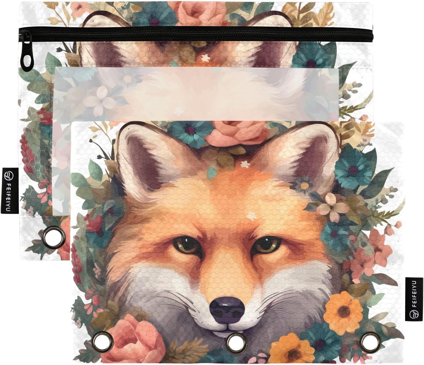 Amazon.com : Bokkoy Flower Fox Personalized Flip Folder Two Pack 3 Ring ...