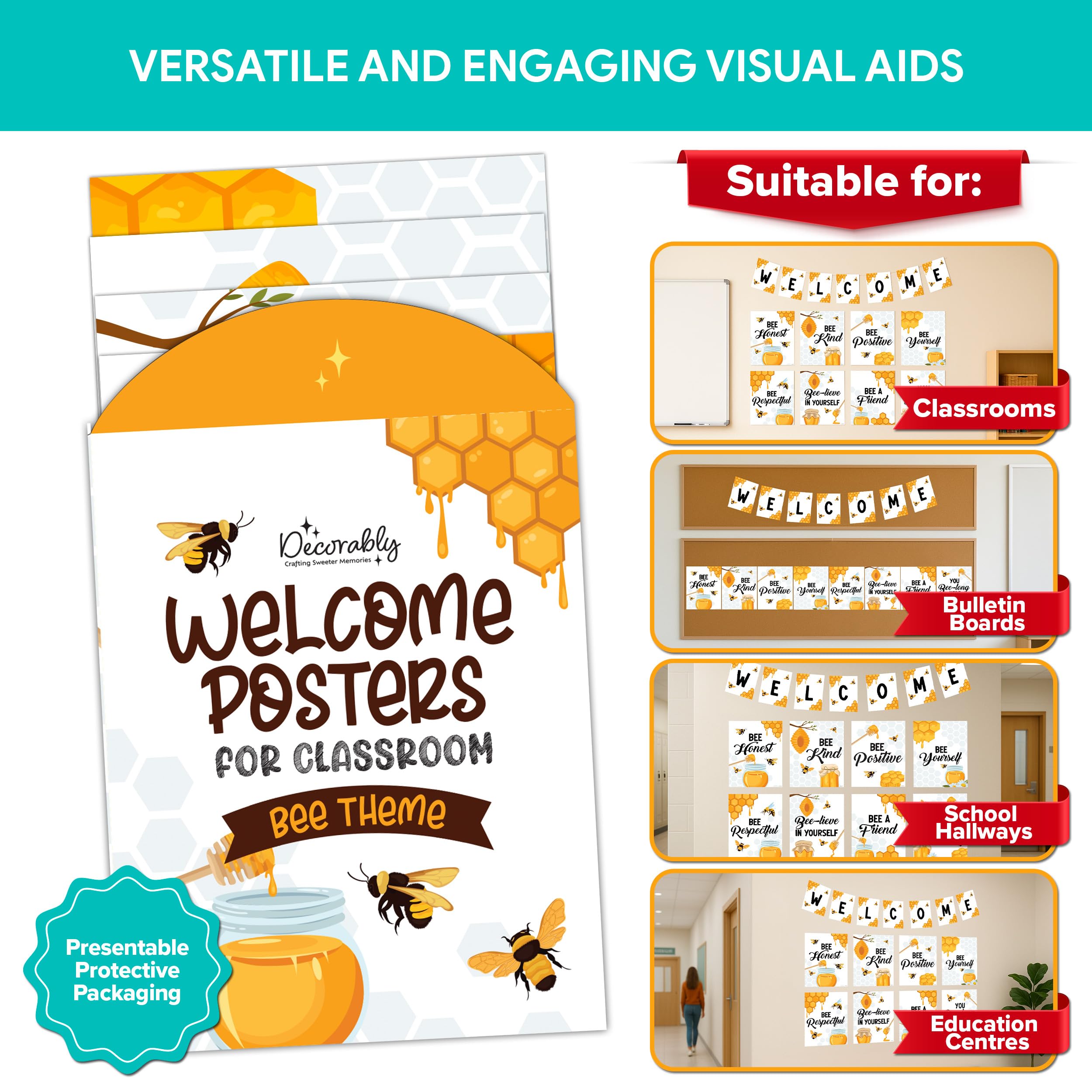 Snapklik.com : Decorably 15 Welcome Bee Posters For Classroom, Matte ...