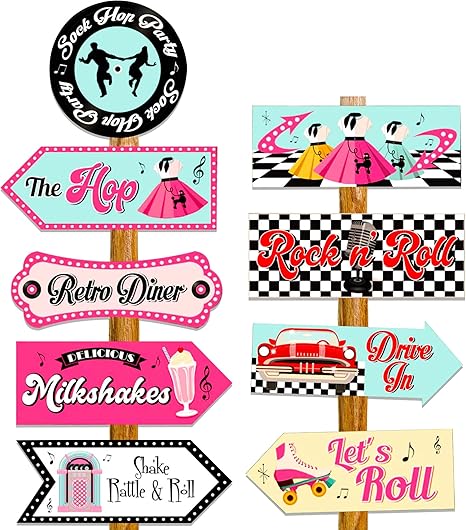 Amazon.com: JeVenis 50s Sock Hop Photo Booth Props 50s Theme Party ...