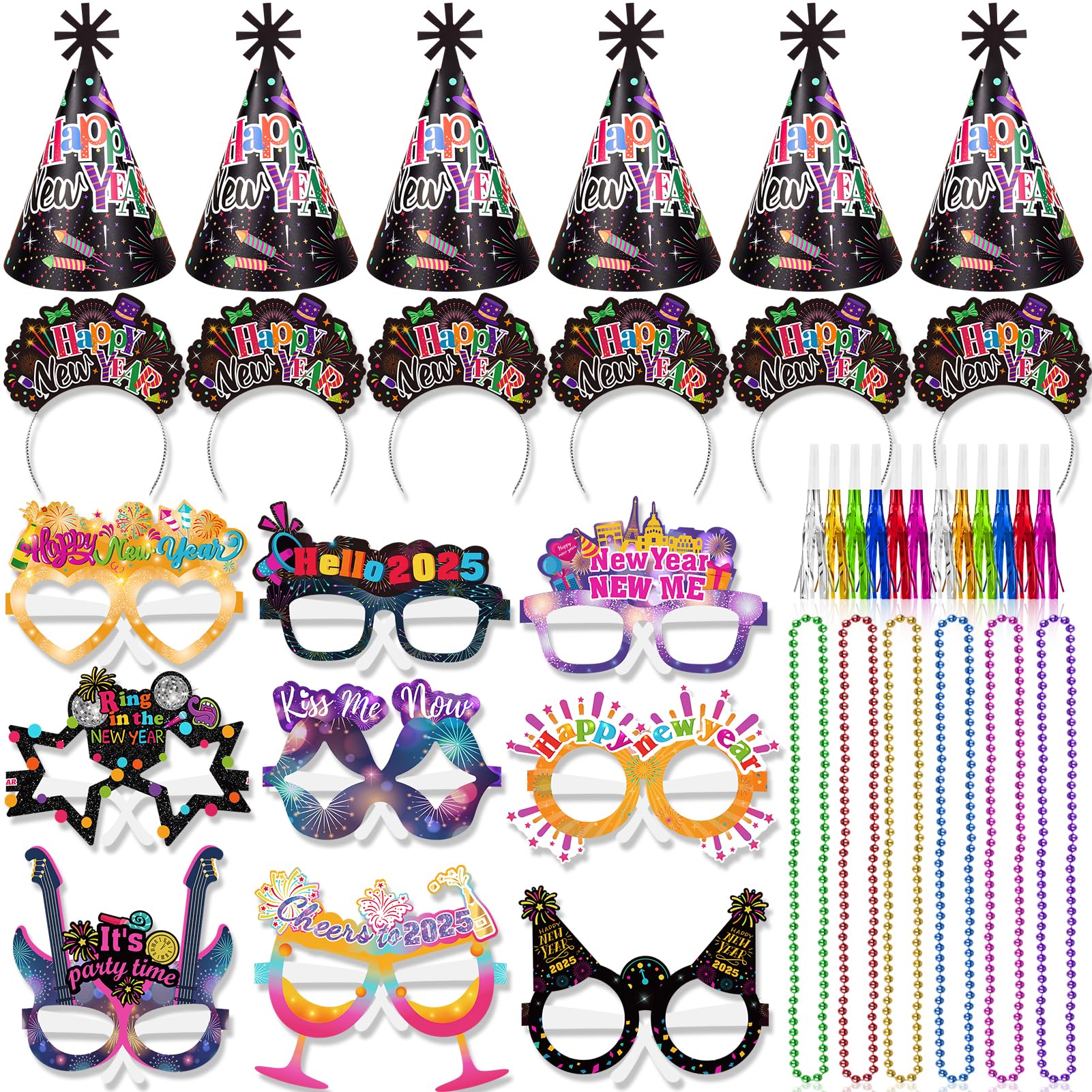 Amazon.com: HOWAF Happy New Year Eve Party Supplies Favors Set, 54 ...