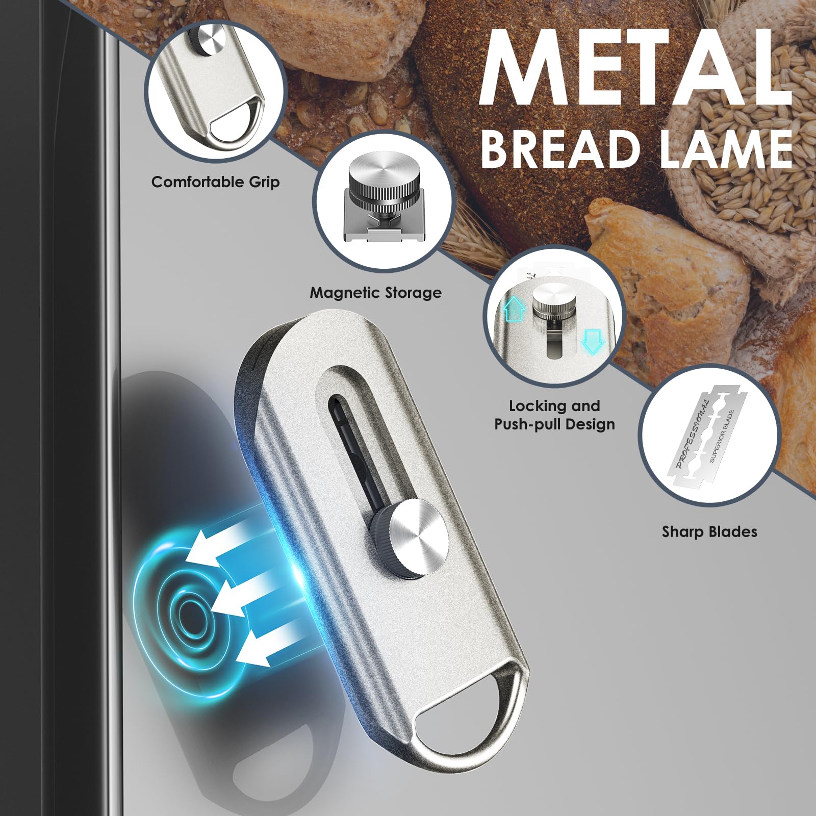 Snapklik.com : HHZPAEK Metal Bread Lame Dough Scoring Tool Set,Magnetic ...