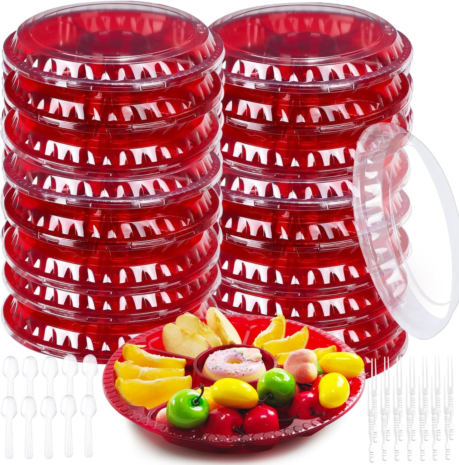 Amazon.com | 30 Pcs Plastic Appetizer Trays with Lid Veggie Tray ...