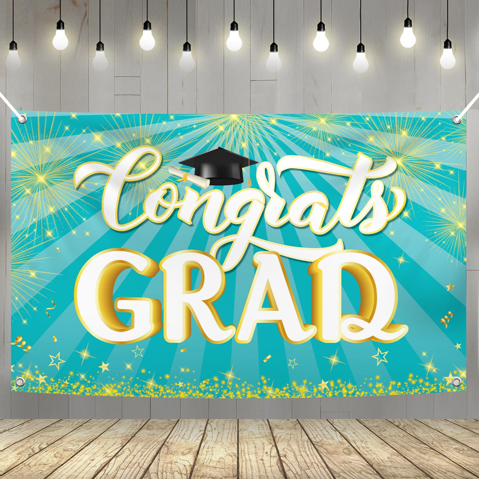 Amazon.com: YQUQWN, Teal Congrats Grad Banner- 72x44 Inch, XtraLarge ...