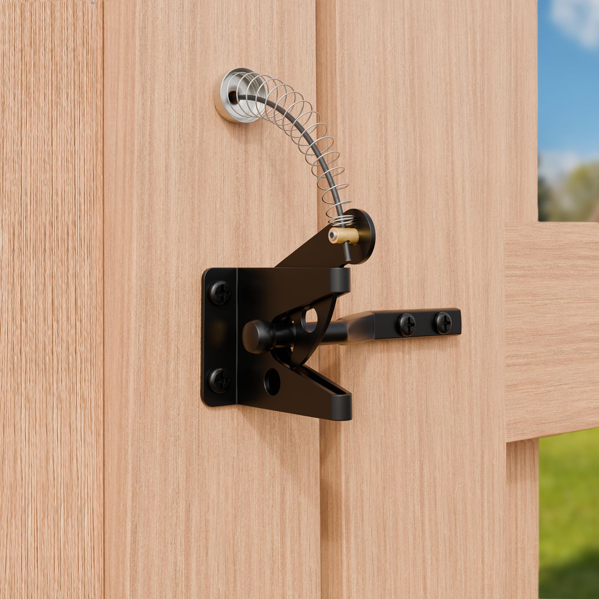 Snapklik.com : Spring Loaded Gate Latch Pull String Fence Gate Latch ...