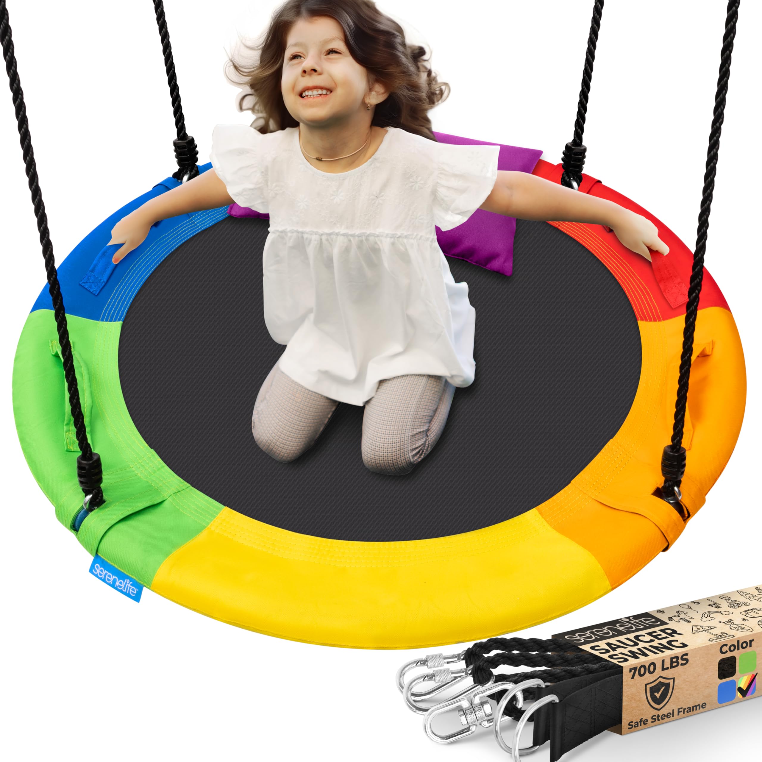 Amazon.com : SereneLife 40" Saucer Swing - Outdoor Swing Set with ...