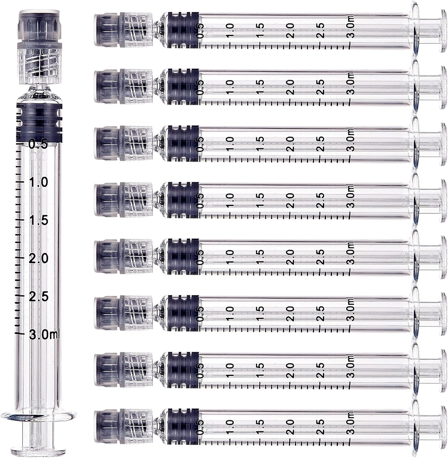 Amazon.com: BITOMC 3ml Borosilicate Glass Syringe with Plastic Plunger ...