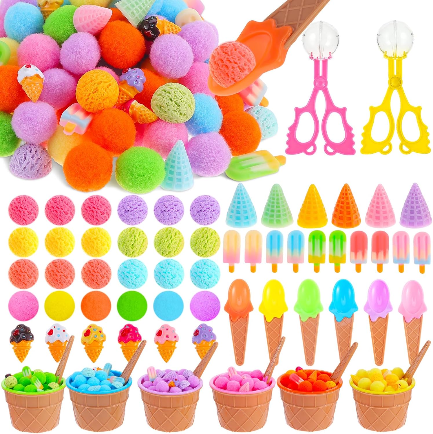 Amazon.com: ZhowHoHo 154 Pcs Summer Ice Cream Sensory Bin Filler Ice ...