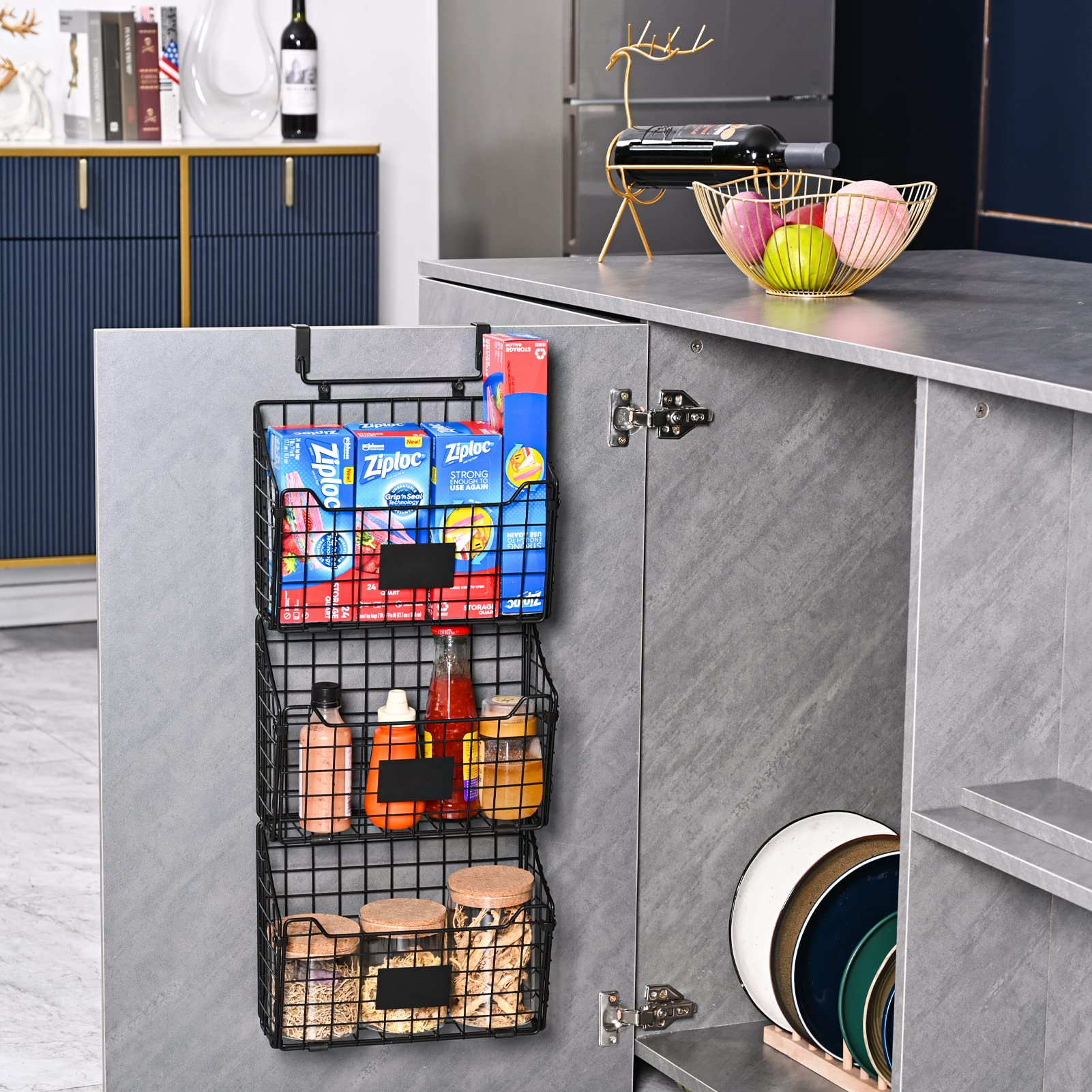 Ormeli 3 Pack Over The Cabinet Door Organizer, Cabinet Door Storage for ...