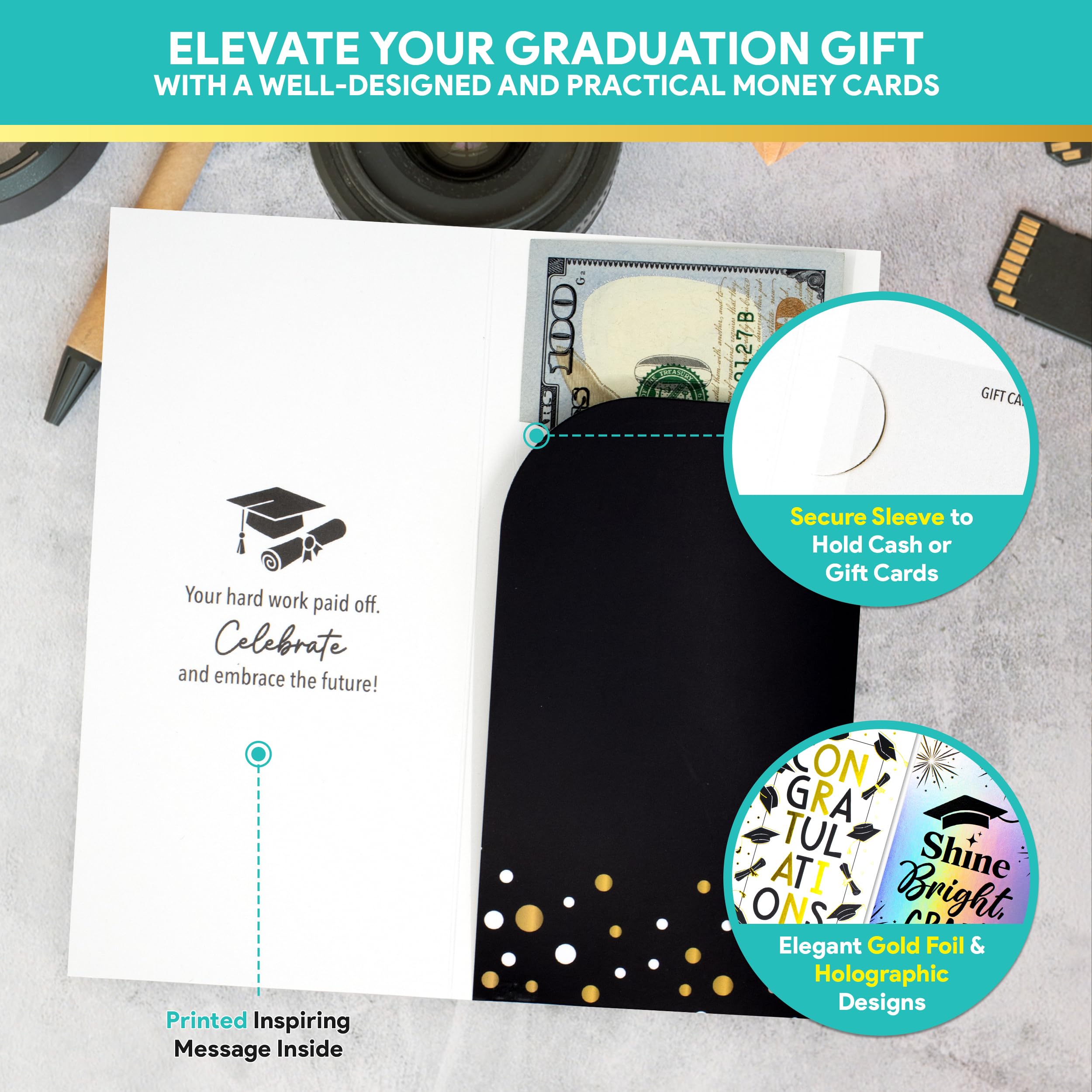Snapklik.com : Decorably 16 Pack Gold Foil And Holographic 3x6.5in ...