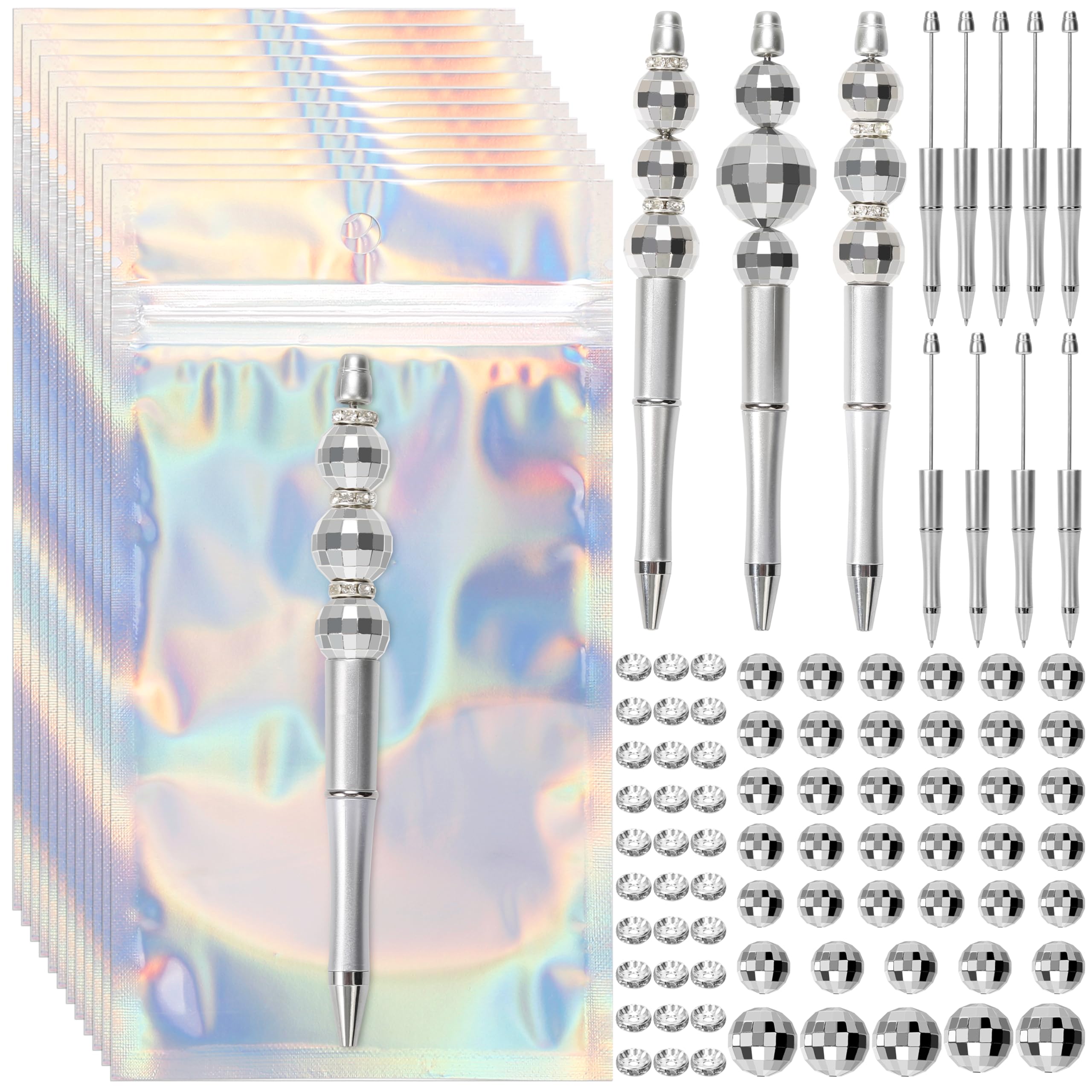 Snapklik.com : 89 PCS Mirror Disco Balls Plastic Beadable Pens Kit ...