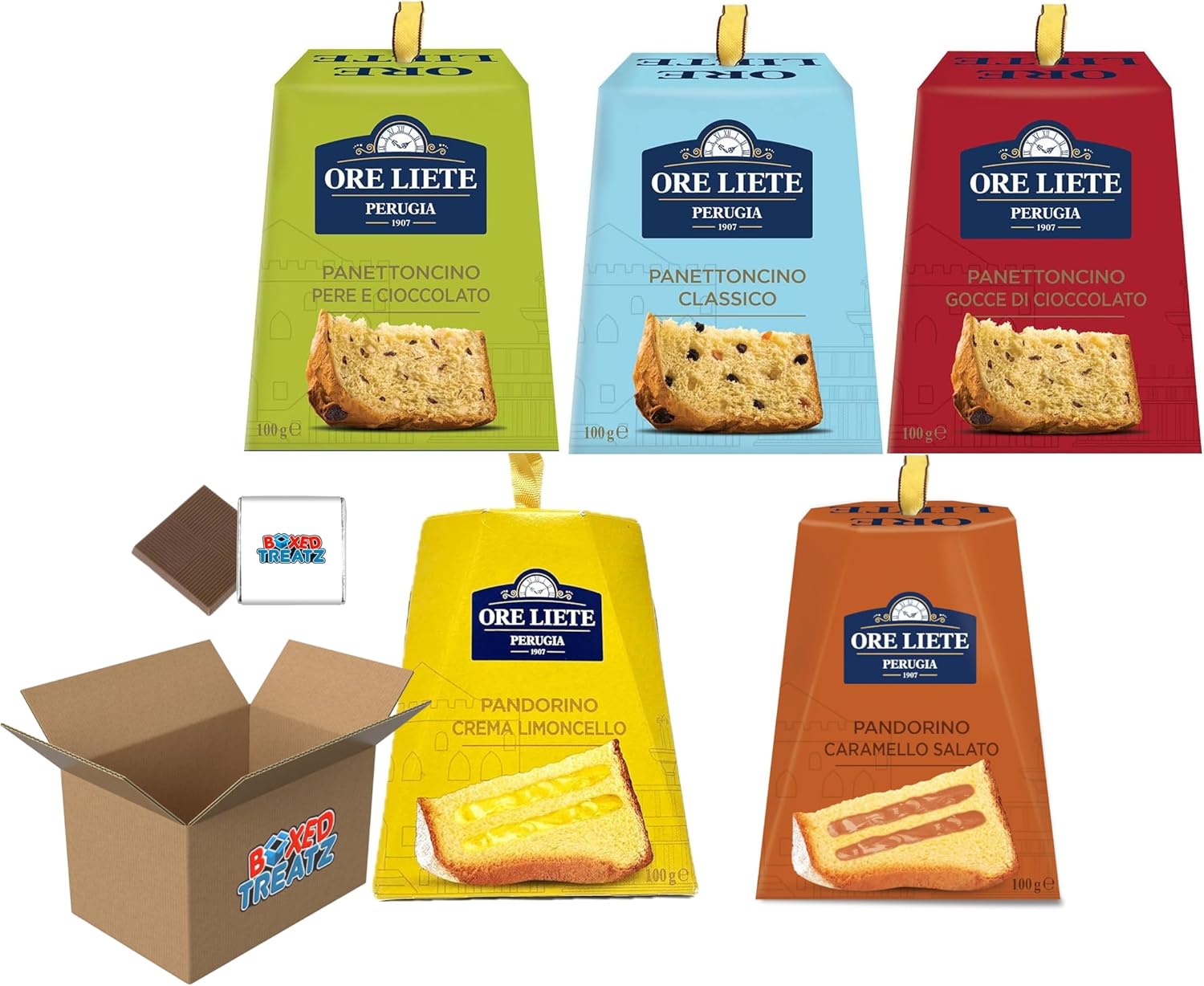 Ore Liete Mini Panettone & Pandoro Tower: Italian Flavours 5 x 100g ...